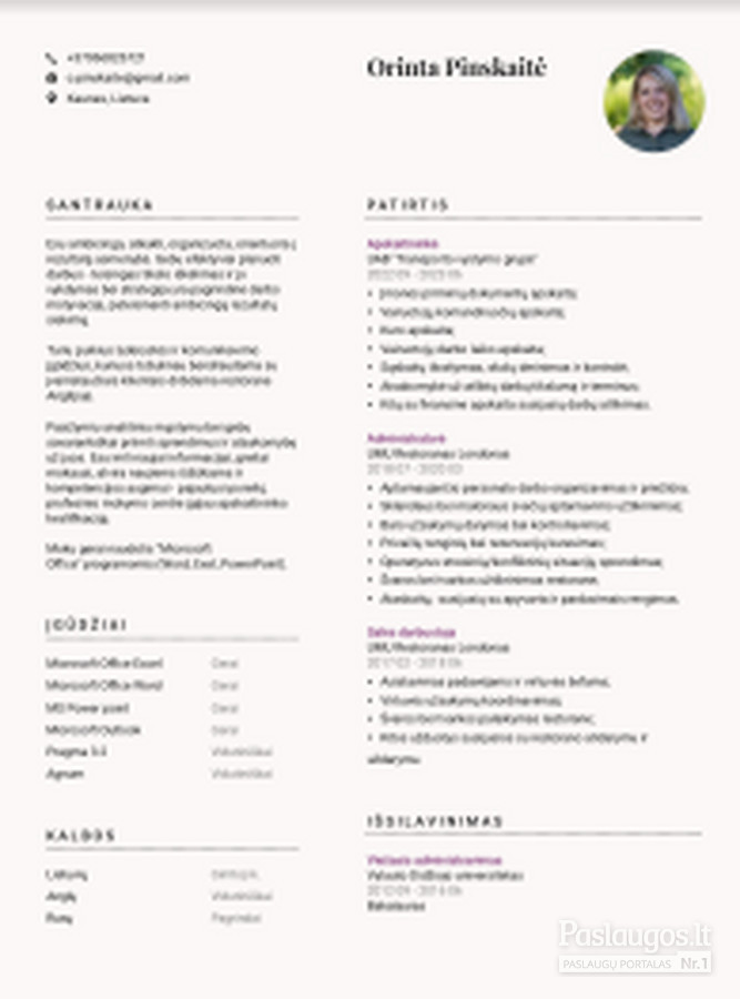 Cv ir Mot. laiškų rašymas per 1d Lt ir En kalbomis, Linkedin - Klaipėda ...