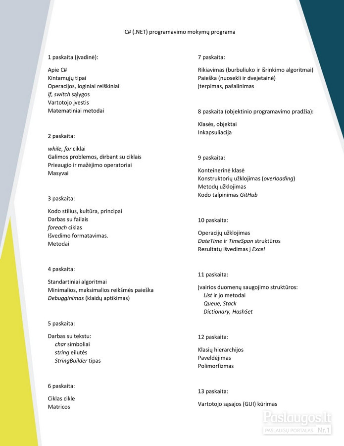 C# programavimo kursai Kaunas C# programavimo kursai Darbų pavyzdžių ...