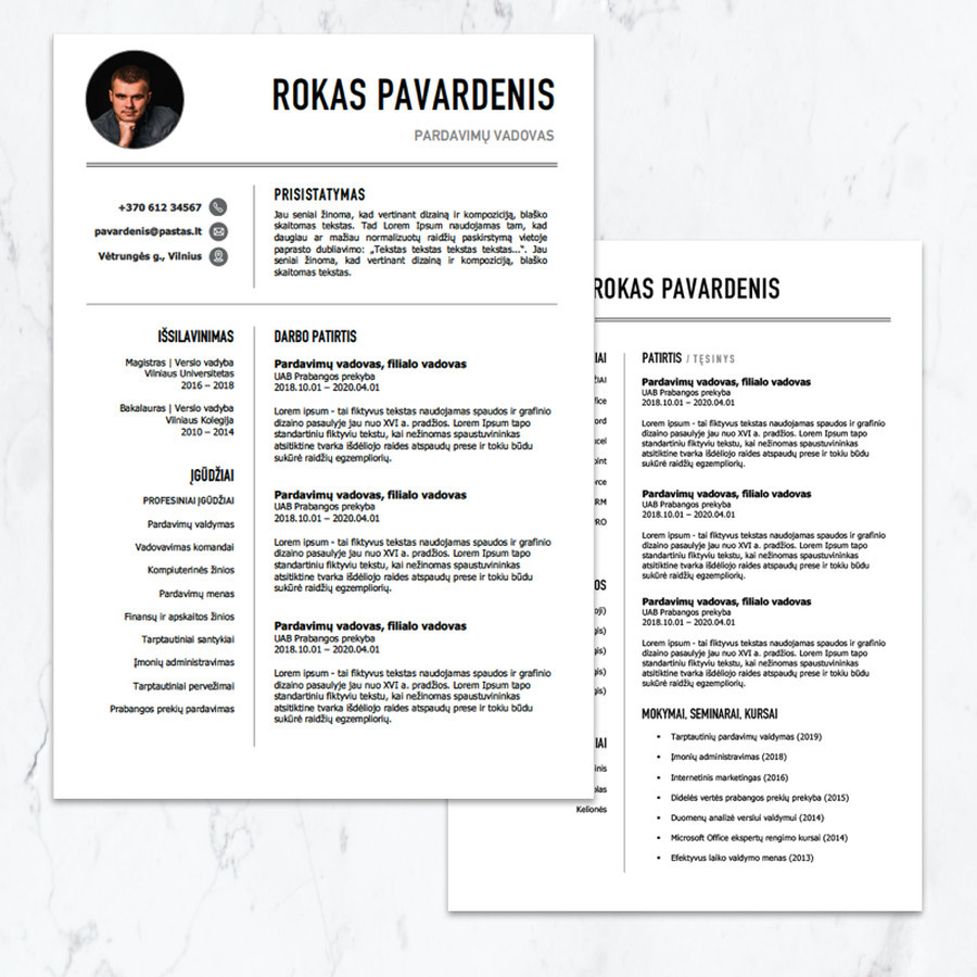 Darbų pavyzdžių galerija / CV Rašymas ir CV Šablonai / ID 1191059 ...